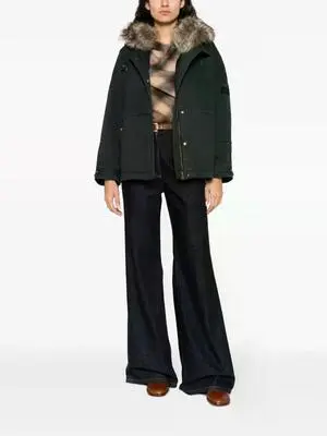 YVES SALOMON Detachable-hood Padded Parka With Shearling Trim