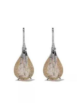WOUTERS & HENDRIX 18kt Gold Quartz Claw Rutilated Earrings - Silver