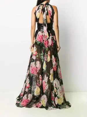 Philipp Plein Vittoria Floral Print Gown