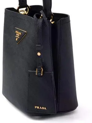 Prada Mini Saffiano Leather Tote Bag - Black