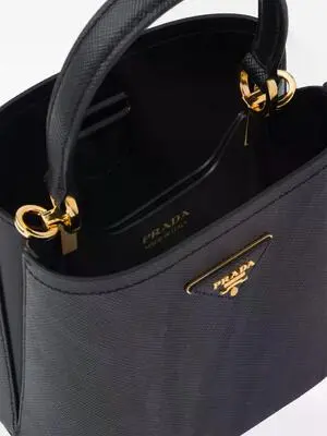 Prada Mini Saffiano Leather Tote Bag - Black