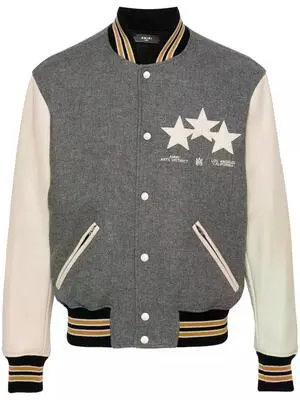 Amiri Oversized Stars Varsity Jacket - Grey