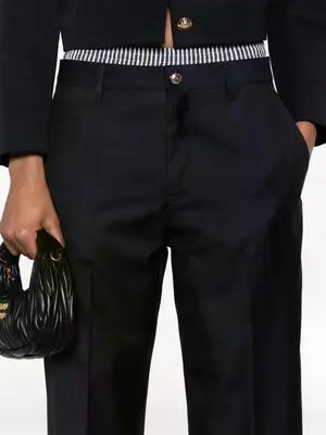 Miu Miu Virgin Wool Tailored Trousers With Cuffs