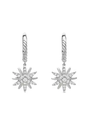 David Yurman Sterling Starburst Diamond Drop Earrings - Silver