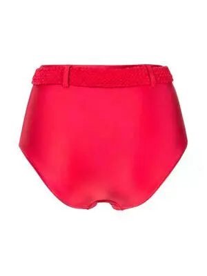 DUSKII Belted High-waisted Bikini Bottoms - Red