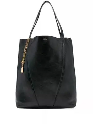 Chloé Large Spin Leather Tote Bag - Black