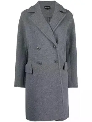Emporio Armani Double-breasted Virgin Wool Blend Coat