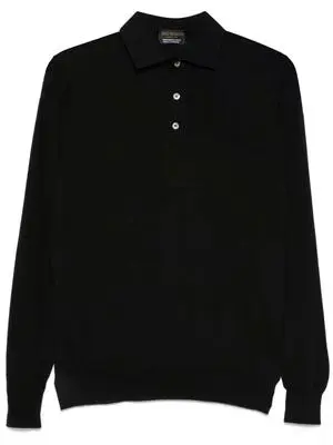 DELL'OGLIO Fine-knit Polo Shirt - Black