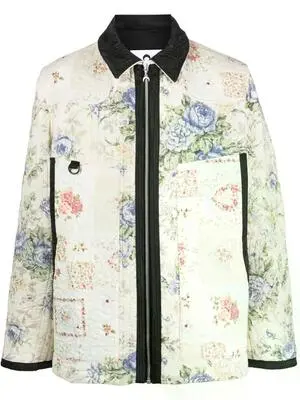 MARINE SERRE Floral-print Quilted Jacket - Neutrals