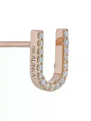 ALINKA 18kt Rose Gold Diamond Embellished Letter U Stud Earring