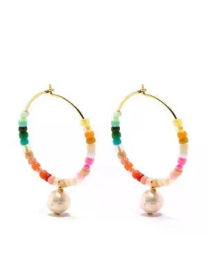 Anni Lu Rainbow Nomad Pearl Hoop Earrings - Multicolour