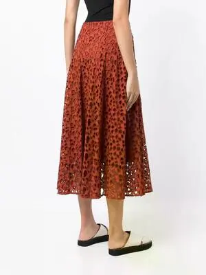 Vince A-line Lace Embroidered Midi Skirt