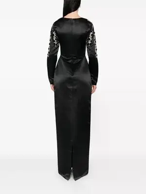 AAVVA Embroidered Detail Satin Gown