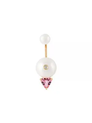 Delfina Delettrez 18kt Yellow Gold Trillion Diamond Earring - White