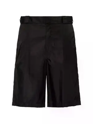 Prada Nylon Gabardine Wide-leg Bermuda Shorts - Black