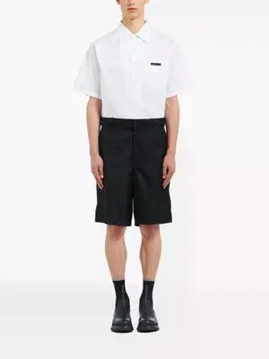 Prada Nylon Gabardine Wide-leg Bermuda Shorts