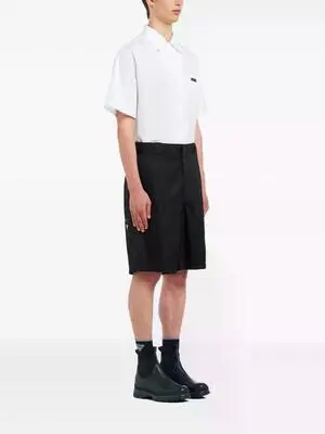 Prada Nylon Gabardine Wide-leg Bermuda Shorts