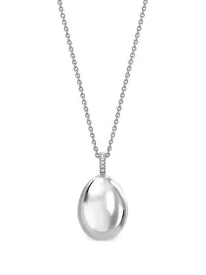 Faberge 18kt White Gold Egg Pendant Necklace