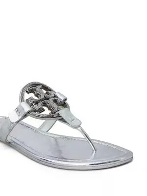 Tory Burch Miller Logo-plaque Sandals - Silver