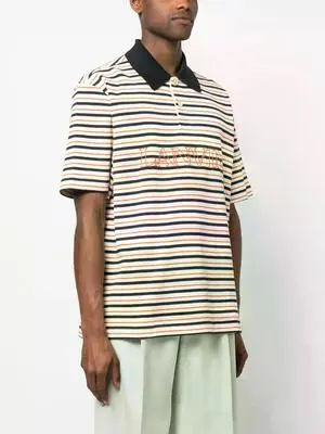 LANVIN Logo-embroidered Striped Polo Shirt