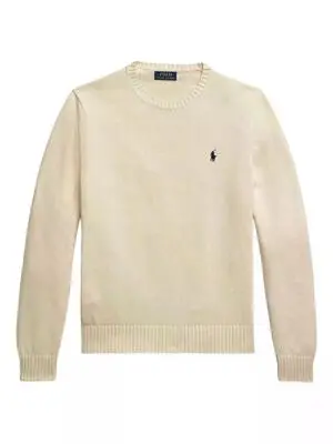 Polo Ralph Lauren Crew Neck Embroidered Jumper - Neutrals