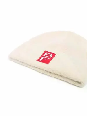 By Far Logo-patch Brushed-effect Beanie - Neutrals