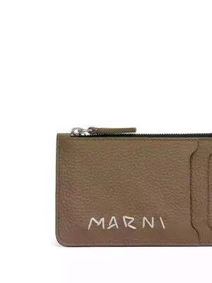 Marni Embroidered-logo Cardholder - Neutrals