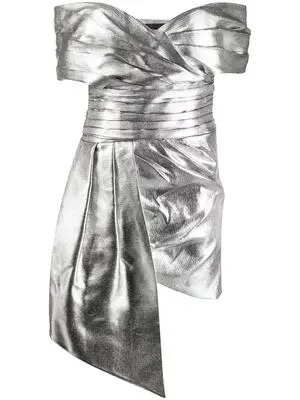 Alexandre Vauthier Off-the-shoulder Draped Mini Dress - Silver