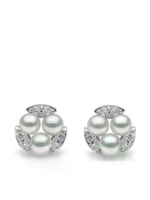 Yoko London 18kt White Gold Diamond And Akoya Pearl Stud Earrings - Silver