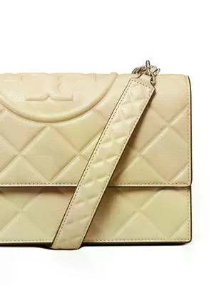 Tory Burch Fleming Quilted Leather Shoulder Bag - Neutrals