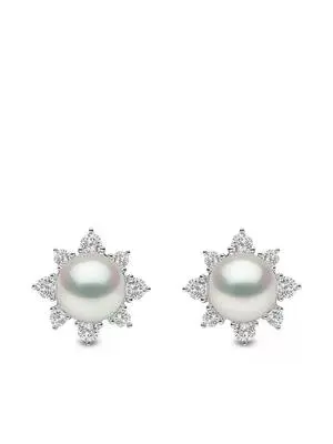 Yoko London 18kt White Gold Diamond And Pearl Stud Earrings - Silver