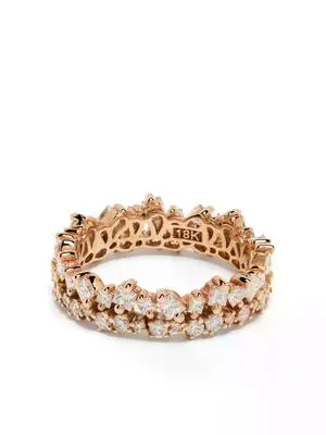SUZANNE KALAN 18kt Rose Gold Diamond Double-stack Ring - Silver
