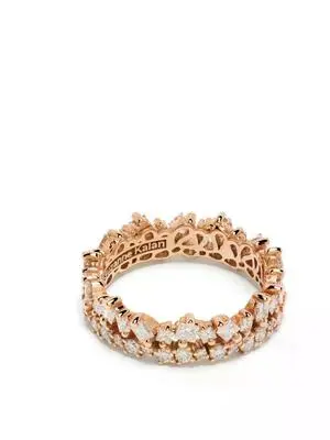SUZANNE KALAN 18kt Rose Gold Diamond Double-stack Ring