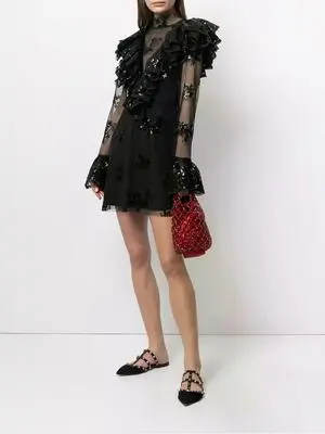 MACGRAW Sequin Embellished Sheer Mini Dress