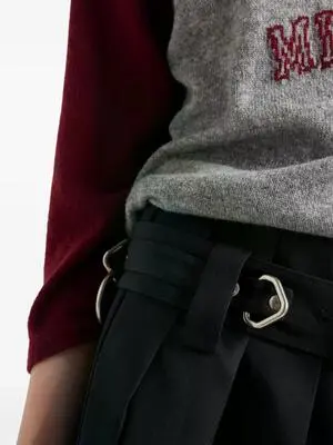 Prada Belted Pleated Gabardine Skirt