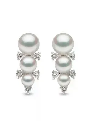 Yoko London 18kt White Gold Akoya Pearl And Diamond Stud Earrings - Silver