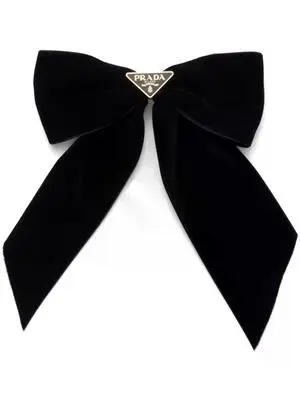 Prada Velvet Bow Hair Clip - Black