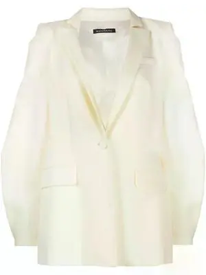 Wandering Balloon-sleeve Virgin Wool Blazer - Neutrals