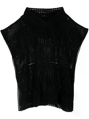 Givenchy Crochet Hooded Poncho - Black