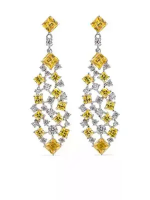 JUWELINA PARIS Gerbera Crystal Drop Earrings - Silver