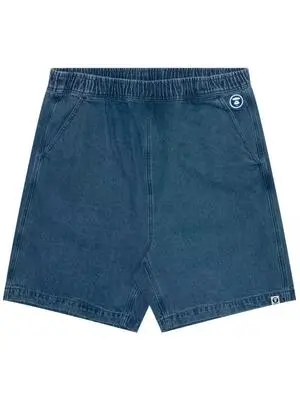 AAPE BY *A BATHING APE Logo Embossed Denim Shorts - Blue