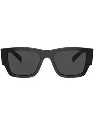Prada Logo-arm Detail Square Frame Sunglasses - Black