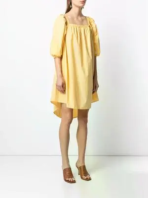 Goen.j Square Neck Gathered Midi Dress