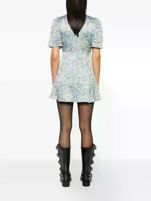 GANNI Floral-print Crinkled Mini Dress
