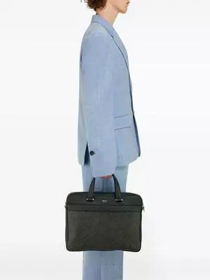 FERRAGAMO Logo-embossed Leather Briefcase - Grey