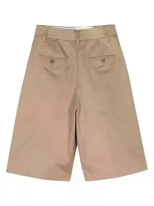 Prada Pleated Cotton Twill Shorts