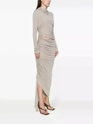 ANDREĀDAMO Asymmetric Draped Midi Dress
