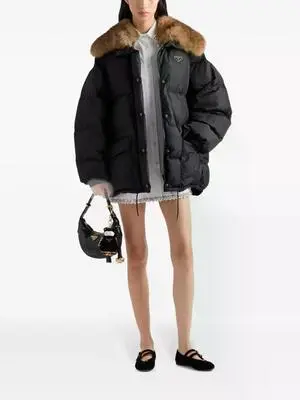 Prada Padded Jacket With Faux Fur Collar