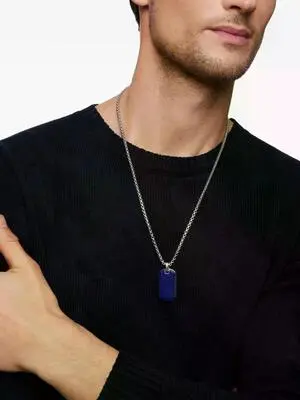 David Yurman Sterling Lapis Lazuli Chevron Tag Pendant