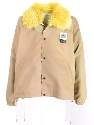 FUMITO GANRYU Faux Fur Trimmed Jacket - Neutrals